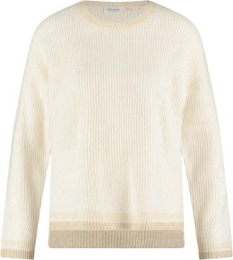 Gerry Weber Homme, Pulls, Beige, Taille: 42 FR Pull en maille ray&eacute; avec bordure contrast&eacute;e