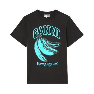 Ganni T-Shirt mit Grafikprint - - Tops - Damen - Schwarzk - L