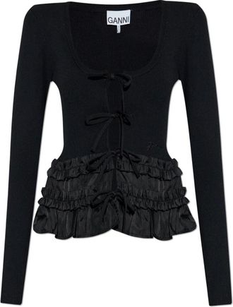 Ganni Femme, Pulls, Noir, Taille: 42 FR Melange Knit Cardigan