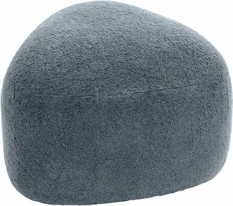 Clp Tabouret Ovale Alfrisa, Pouf rembourr&eacute; en Tissu Pelucheux, Repose-Pieds rembourr&eacute; pour Salon et Chambre, Structure en Bois Stable, Couleur:Gris fonc&eacute;