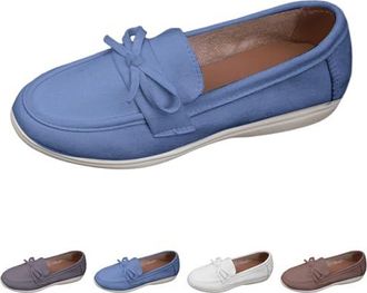 Generic Chaussures de marche pour femme - En daim - Avec noeud - Couleur unie - Confortables - Bout rond - Semelle plate - L&eacute;g&egrave;res et antid&eacute;rapantes - &Eacute;l&eacute;gant