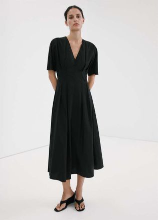 Mango Robe &eacute;vas&eacute;e lyocell noir - Femme - XXS - MANGO