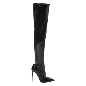Philipp Plein Femme, Chaussures, Noir, Taille: 39 EU Bottes Hautes &agrave; Talons Aiguilles en Latex