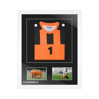 Bildershop-24 Bilderrahmen Trikotrahmen stabil RahmBig Wei&szlig; 50 X 70 cm Rahmen f&uuml;r Trikots, Sport Shirts + Passepartout Schwarz