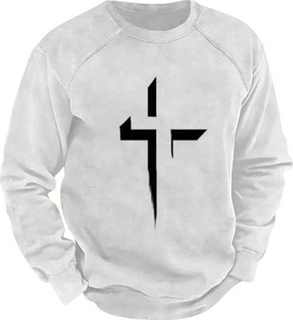 Generic Pull pour homme avec col rond Sweat-shirt sans capuche T-shirt dext&eacute;rieur Doux d&eacute;contract&eacute; Tops &agrave; manches longues T-shirt de sport Sweat-shirt tendanc