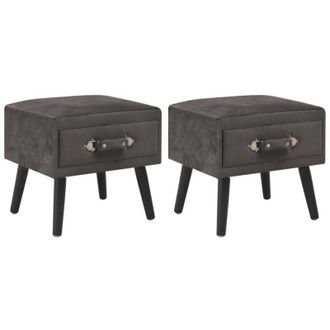 vidaXL Tables de chevet 2 pcs Gris 40x35x40 cm Velours Vidaxl