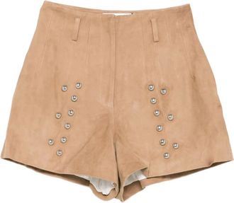 Iro Iro, Femme, Shorts, Brun, Taille: 34 FR Short Beige avec Clous et Ceinture
