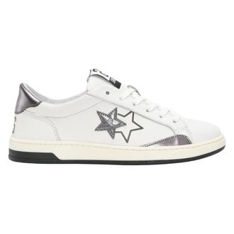 2Star Wei&szlig;e Ledersneakers mit Silbernen Details - - Shoes - Damen - Mehrfarbig - 37 EU
