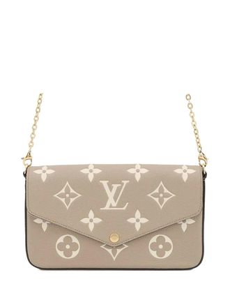 Louis Vuitton sac &agrave; bandouli&egrave;re Pochette Felicie Monogram en cuir Empreinte Bicolor (2021-2025) - Marron