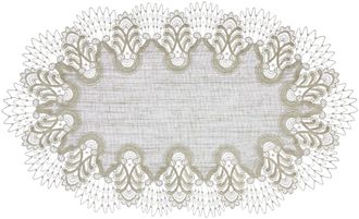 Plauener Spitze 4048L_11_3455 Tischdecke Oslo L, Gr&ouml;&szlig;L 34 x 55 cm, oval