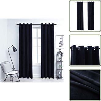 vidaXL Verdunkelungsvorh&auml;nge mit &Ouml;sen 2 Stk. Samt Schwarz 140x245 cm - Verdunklungsvorh&auml;nge - Samtvorh&auml;nge - Schwarze Vorh&auml;nge - Wohnraumdekoration