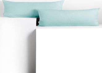 Decoking 2 Kissenbezüge 40x145 cm Jersey 100% gekämmte Baumwolle Reißverschluss hellblau Amber