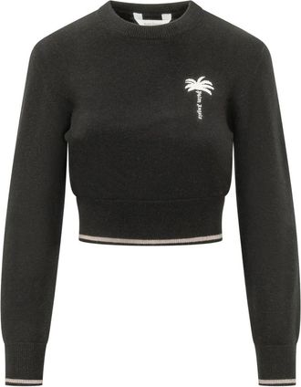 Palm Angels Cropped Strickpullover - - Knitwear - Damen - Schwarzk - M