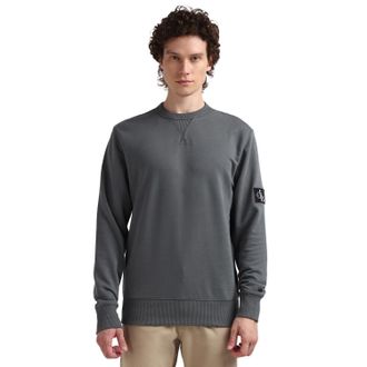 Calvin Klein Jeans Herren Sweatshirt Badge Crew Neck ohne Kapuze, Grau (Endless Grey), XS