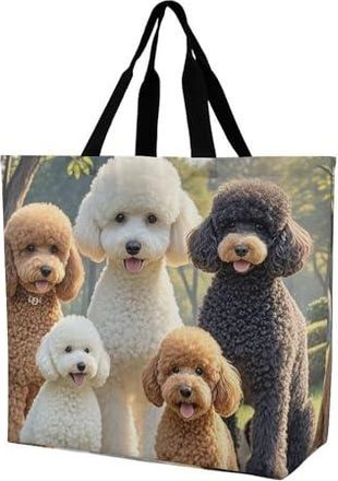 Generic Chiens Caniches Sac Courses D&eacute;contract&eacute; Tote Bag Grand Sac &Agrave; Bandouli&egrave;re Pour Voyage Plage Shopping