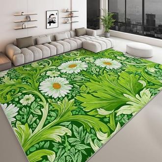Generic Tapis Lavable &agrave; Poils Courts, Tapis Antid&eacute;rapant Doux Dessin&eacute; &Agrave; La Main R&eacute;tro Fleurs Vignes pour Salon Salle &agrave; Manger Chambre &agrave; Coucher et Bureau - D&eacute;