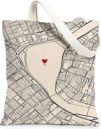 Generic Sacs fourre-tout en toile avec impression de carte, g&eacute;ographie artistique, sacs d&eacute;picerie r&eacute;utilisables, vintage d&eacute;t&eacute;, l&eacute;ger, lavable, bandouli&egrave;re Ca,