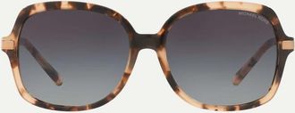 Michael Kors Adrianna ii eckige Sonnenbrille mit grauen Gl&auml;sern in Pink-Schildpattoptik-Rosa