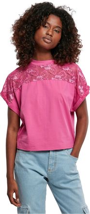 Urban Classics Damen Womens Short Oversized Lace Tee T Shirt, Rosa, XL EU
