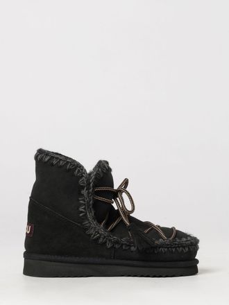 Mou Bottines Eskimo en daim avec coutures contrast&eacute;es et doublure en laine
