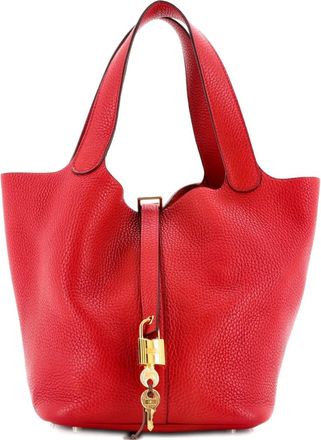 Herm&egrave;s Picotin Lock Bag Clemence MM bucket bag - Rot