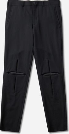 Comme Des Gar&ccedil;ons Men s Wool Cross Slit Knee Trousers Black