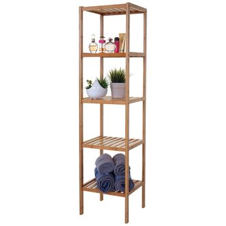 Mendler Badregal HWC-B18, Badezimmer Badschrank Standregal, Bambus - 140x34x33cm