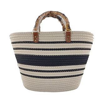 Generic Grand sac &agrave; main tiss&eacute; en fil de coton tiss&eacute; avec panier de chou, sac de plage, sac &agrave; main fran&ccedil;ais antique pour femme, beige, Taille unique