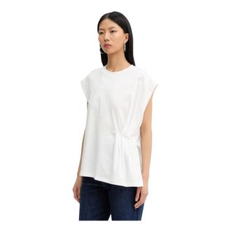 Twinset T-shirt en coton pliss&eacute; - Femme - Tops - Beige - Taille: 36 FR