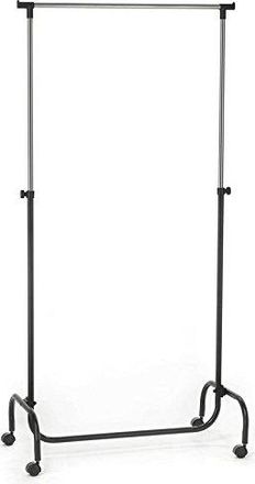 IDIMEX Portant &agrave; v&ecirc;tements Tiger penderie Simple sur roulettes vestiaire Mobile avec 1 Barre de Hauteur r&eacute;glable, en m&eacute;tal chrom&eacute; et laqu&eacute; Noir