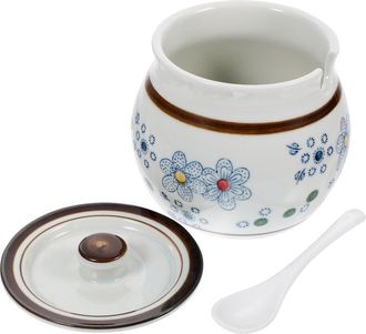 Cabilock Keramischer Zuckerbehälter Mit Deckel Und Löffel Zuckerspender Aus Hochwertiger Keramik Für Küche Und Zuhause Geeignet Für Zucker Und Gewürze