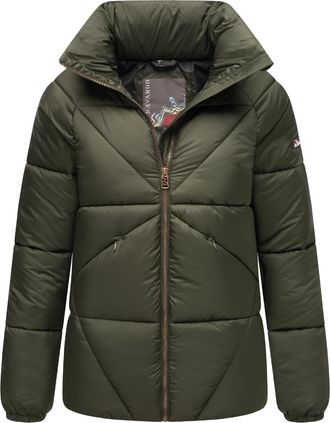 Navahoo Damen Winterjacke warme oversized Steppjacke mit hohem Kragen Schokolinaa 14 Olive Gr. M