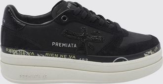 Premiata Micol Platform-Sneaker aus Kalbsleder mit Strass-Logo
