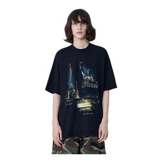 VETEMENTS Homme, Tops, Noir, Taille: XL Paris Tourist T-Shirt
