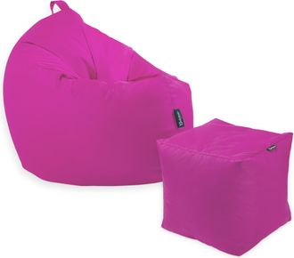 BuBiBag Premium 2-in-1 Sitzsack mit Füllung | Fußhocker | für Kinder & Erwachsene | Outdoor & Indoor | Sitzkissen | Bodenkissen | Wasser- & schmutzabweisend +