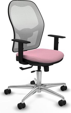 Piqueras y Crespo Schreibtischstuhl in Rosa und Wei&szlig;, mit 1D-Armlehnen, h&ouml;henverstellbare Lendenwirbelst&uuml;tze, ausgestattet mit Syncro/Traslack und injiziertem Schaumsto