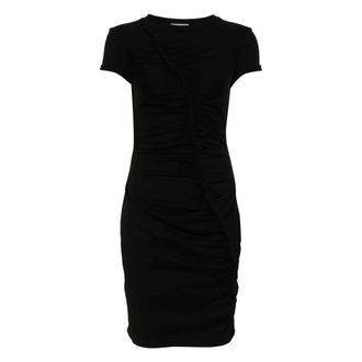 Alexander McQueen Schwarzes Crewneck Kleid Kurze &Auml;rmel - - Dresses - Damen - Schwarzk - M