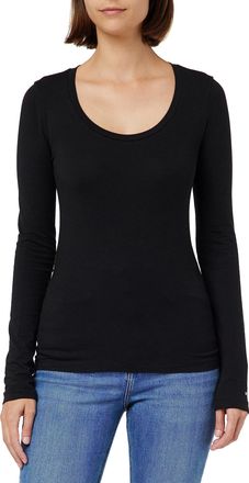 Tommy Hilfiger Damen Langarmshirt Slim Modern Basic, Schwarz (Black), L