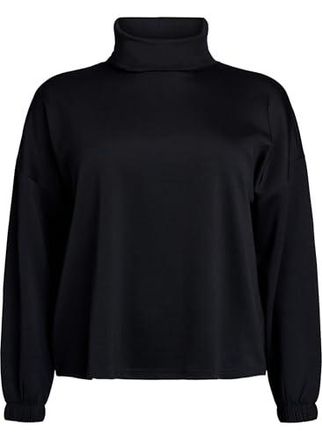 Zizzi Chemisier femme grande taille modal col roul&eacute; taille 42-60, Noir, 50-52 grande taille