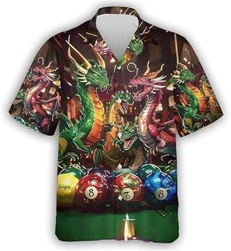 Keephen kewing Billiard Jeu Impression 3D Chemise Hawaiienne Femmes Hommes Billes de Billard Chemise &agrave; Boutons Casual Bowling Chemise &Eacute;t&eacute; &Eacute;quipe Chemise
