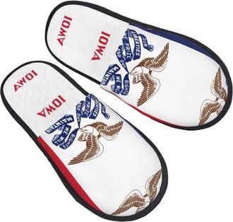 Generic Fourrure Pantoufles Drapeau De L&Eacute;tat De LIowa Cozy Pantoufles DHiver Chaud Chaussons Pour H&ocirc;tel Spa Voyage M