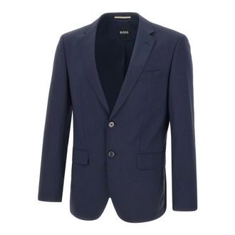 HUGO BOSS Homme, Vestes, Bleu, Taille: XL Blazer Slim Fit en Laine M&eacute;lang&eacute;e Bleu