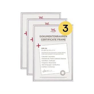 Walther Design Bilderrahmen silber 21 x 29,7 cm (DIN A4) 3er Pack, New Lifestyle Kunststoffrahmen KV130S3