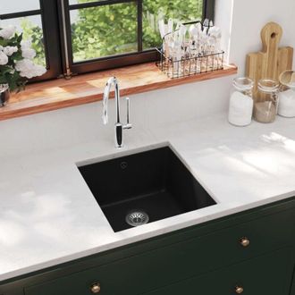 vidaXL Granitsp&uuml;le Einzelbecken Schwarz - Vidaxl