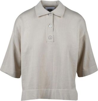 Alpha Studio Femme, Tops, Beige, Taille: 38 FR Polo en maille