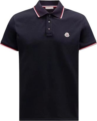 Moncler Polo &agrave; bordures ray&eacute;es - Homme - Tops - Bleu - Taille: L