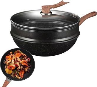 Generico Po&ecirc;les &agrave; sauter anti-adh&eacute;sives | Po&ecirc;le antiadh&eacute;sive avec couvercle profond 32 cm | Ustensiles de cuisine pour omelettes, p&acirc;tisseries, restaurants, pan