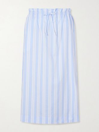 Staud Jupe Midi En Popeline De Coton M&eacute;lang&eacute; &Agrave; Rayures Shore - Bleu