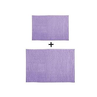 MSV 2er-Set Badematten aus Chenille-Mikrofaser, 40 x 60 cm und 60 x 90 cm, Lavendel