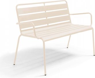 Oviala Palavas Terrassenbank aus Metall, elfenbeinfarben
